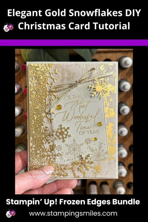 Elegant Gold Snowflakes DIY Christmas Card: Stampin' Up! Frozen Edges